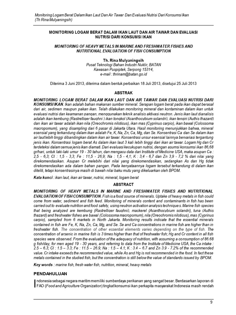 MONITORING_LOGAM_BERAT_DALAM_IKAN_LAUT_DAN_AIR_TAW | PDF