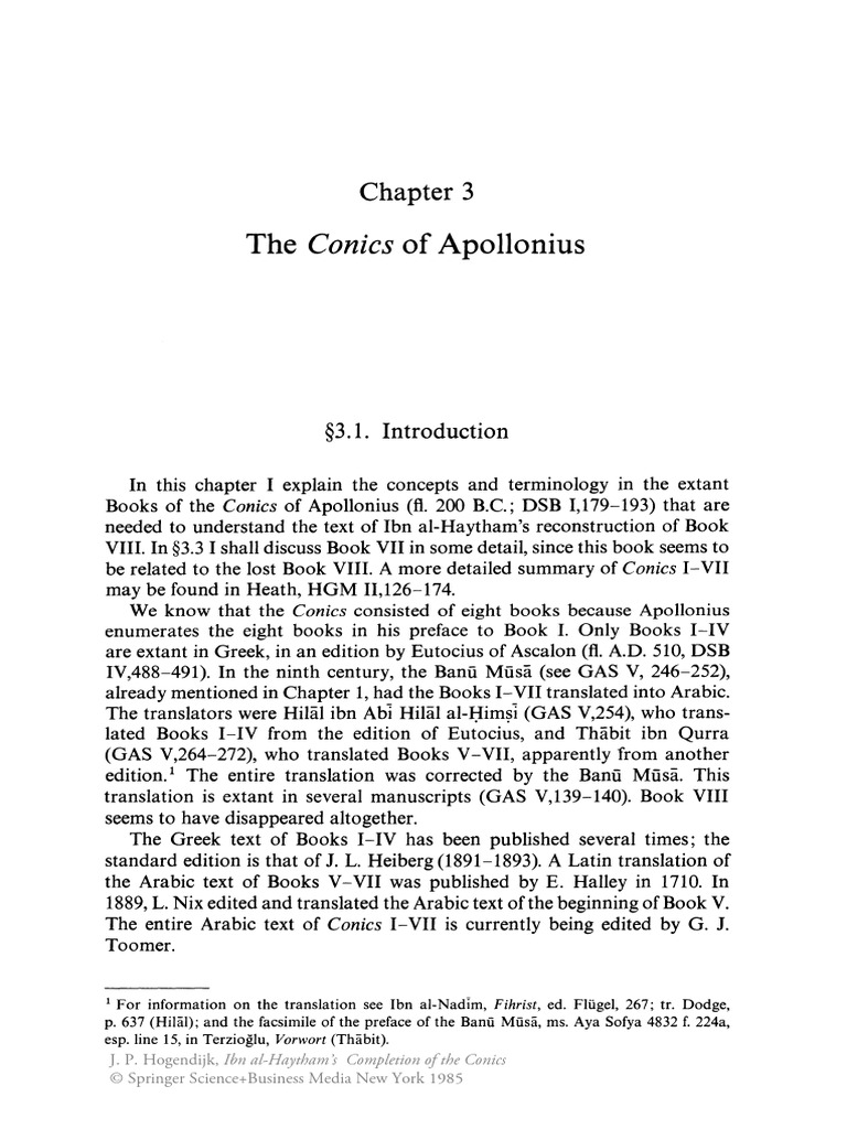 Conics: The of Apollonius | PDF | Euclidean Geometry | Geometry