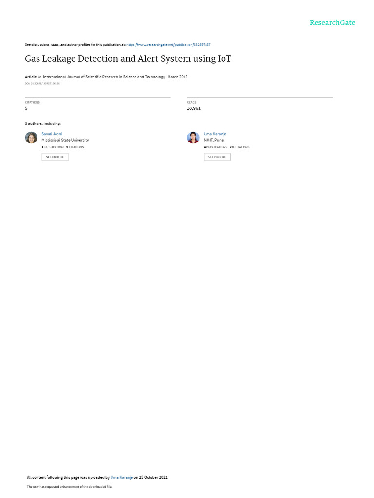 Gas Leakage Detection And Alert System U Download Free Pdf Internet Of Things Computer Science