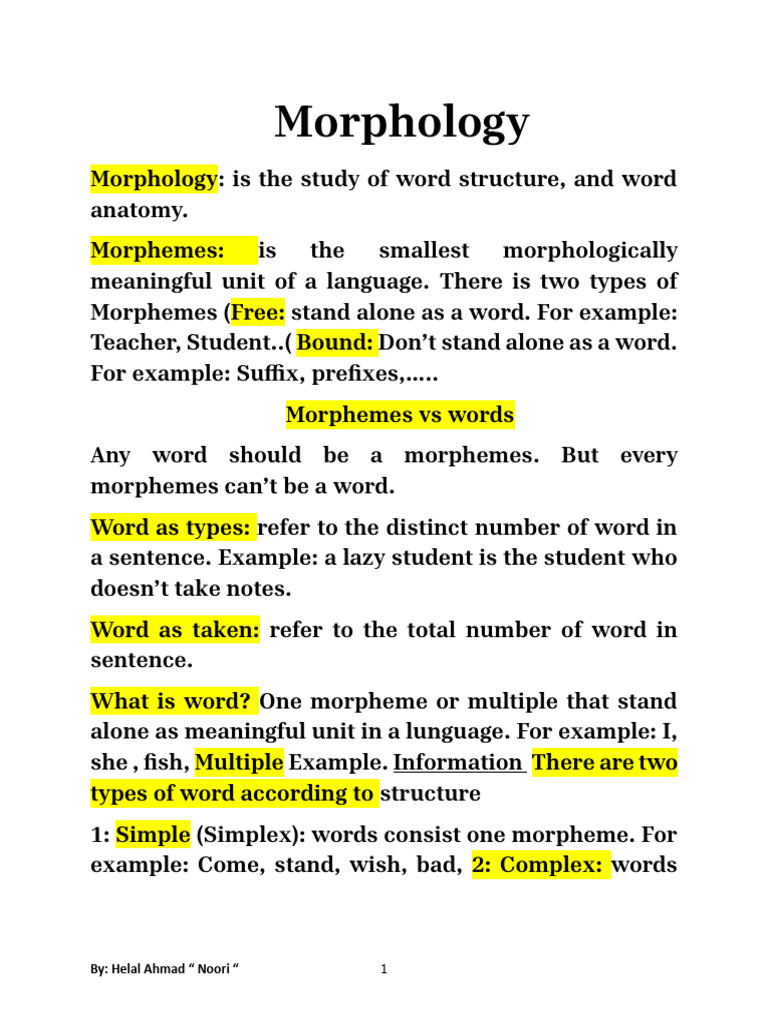 Morphology Note | Download Free PDF | Word | Morphology (Linguistics)