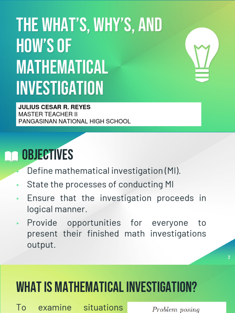 The Whats Whys and Hows of Mathematical Investigation | PDF | Division ...
