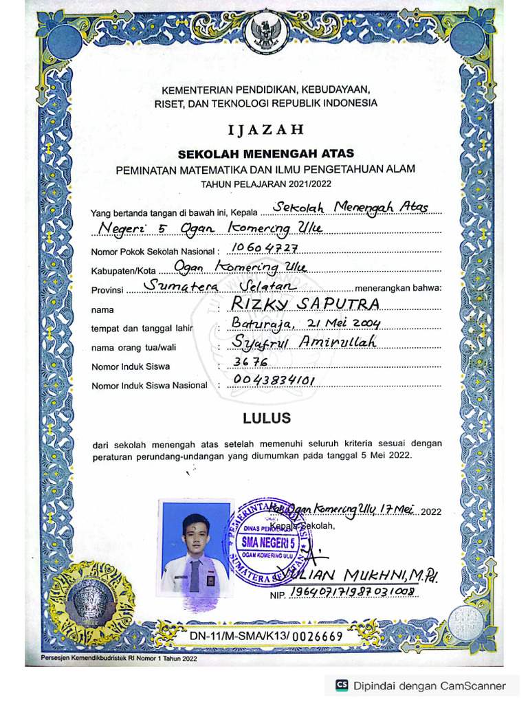 Ijazah Rizky | PDF