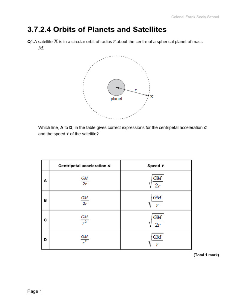 Planetary Orbits and Satellite Dynamics | PDF | Potential Energy | Mass