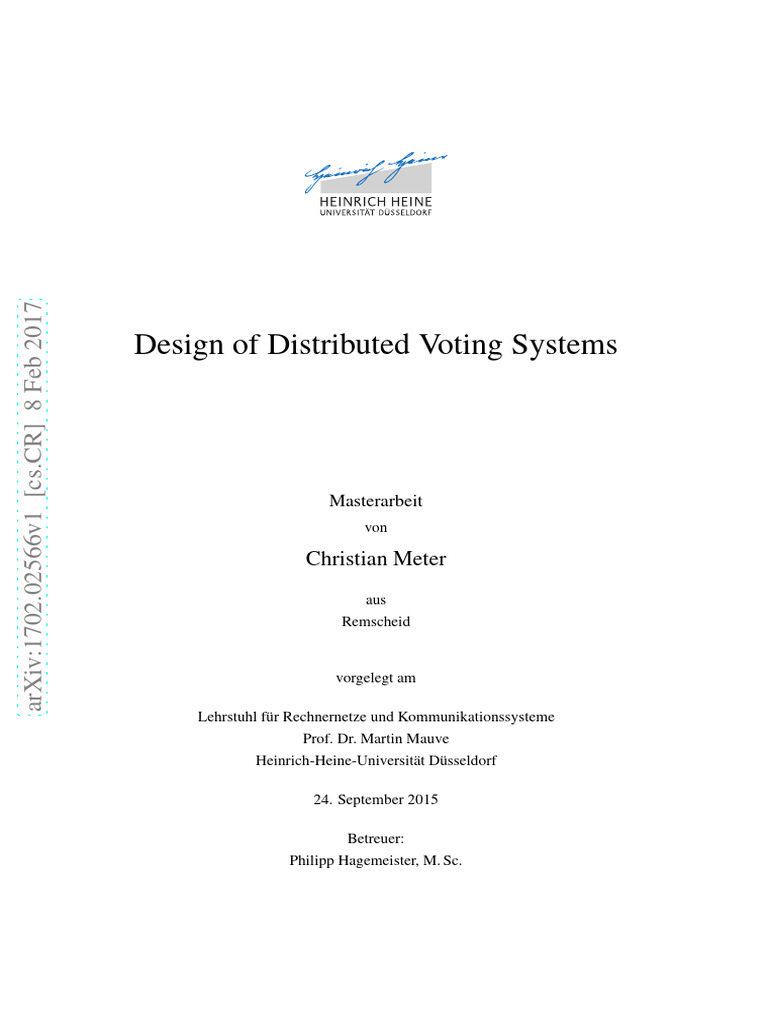 Design of Distributed Voting Systems: Christian Meter | PDF | Public ...