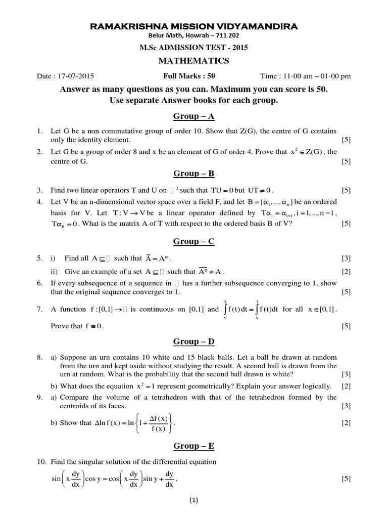 Math PG | PDF | Basis (Linear Algebra) | Linear Map