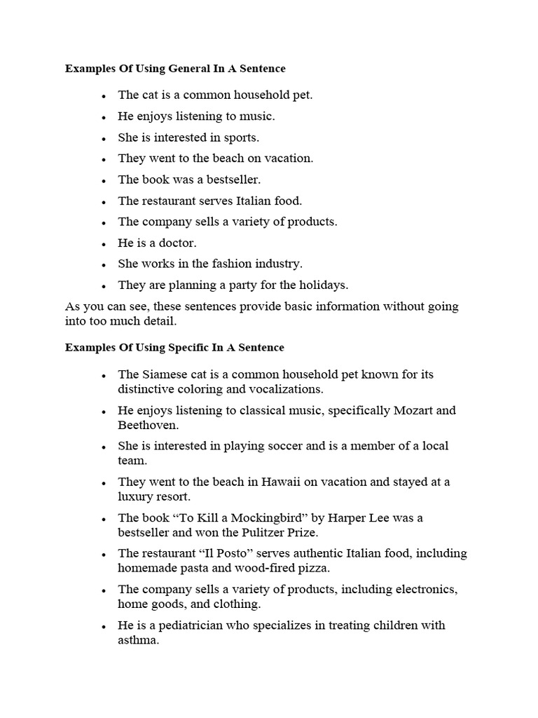 General vs. Specific Language Explained | PDF