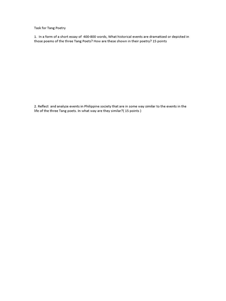 Task For Tang Poetry | PDF