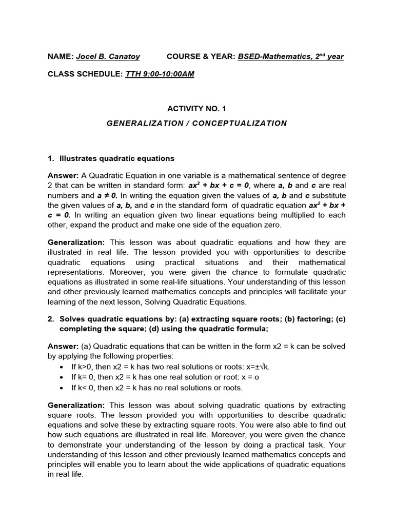 Learning Competency | PDF | Quadratic Equation | Equations