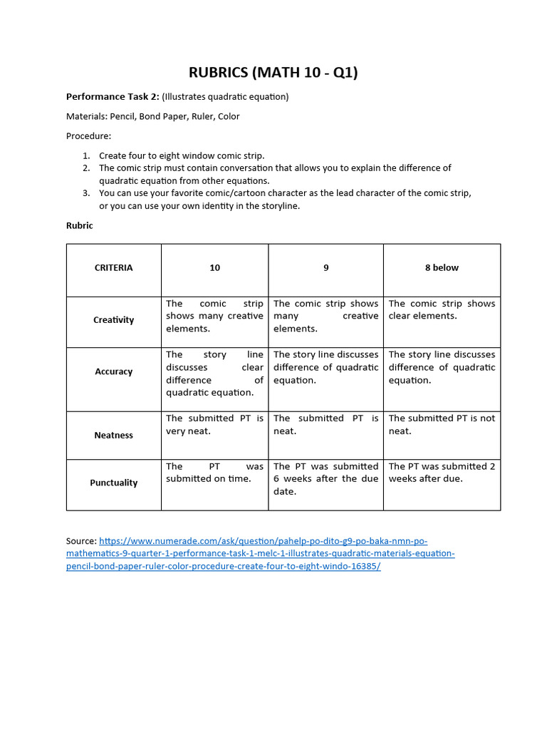 RUBRICS | PDF | Mathematics | Reason