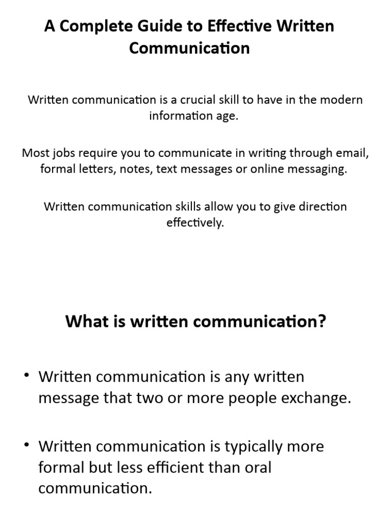 A Complete Guide To Effective Written Communication | PDF ... A Complete Guide To Effective Written Communication | PDF ...