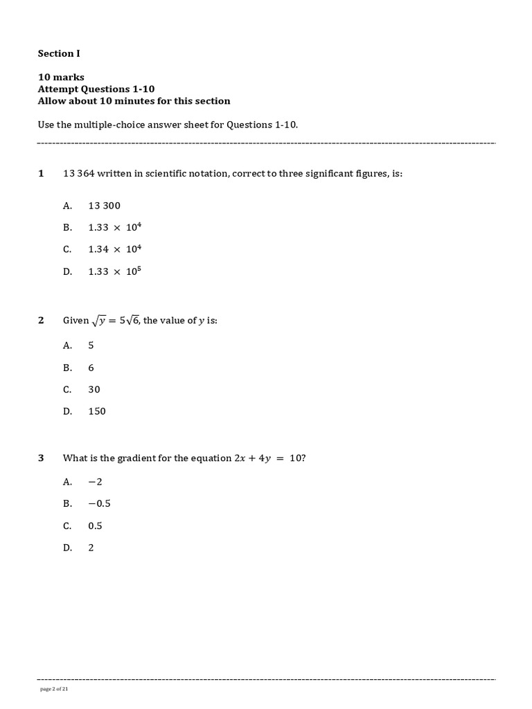 Practice Test Y9 | PDF | Area | Significant Figures