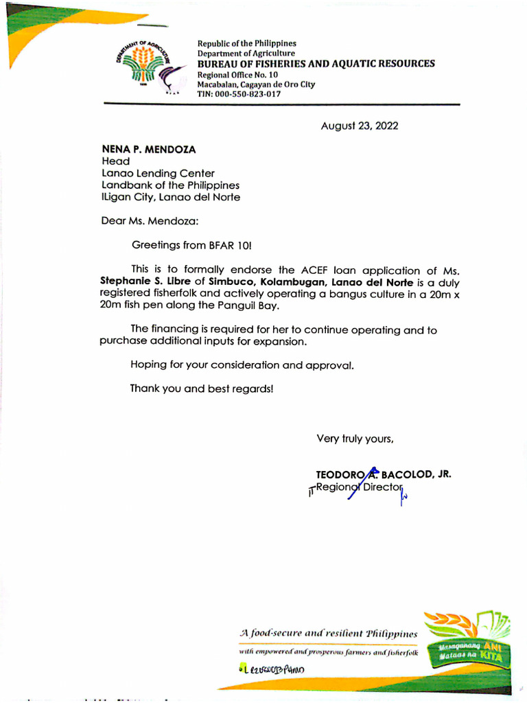 ACEF Loan 2022 Stephanie Libre Kolambugan LDN Bangus Vulture in Fish ...