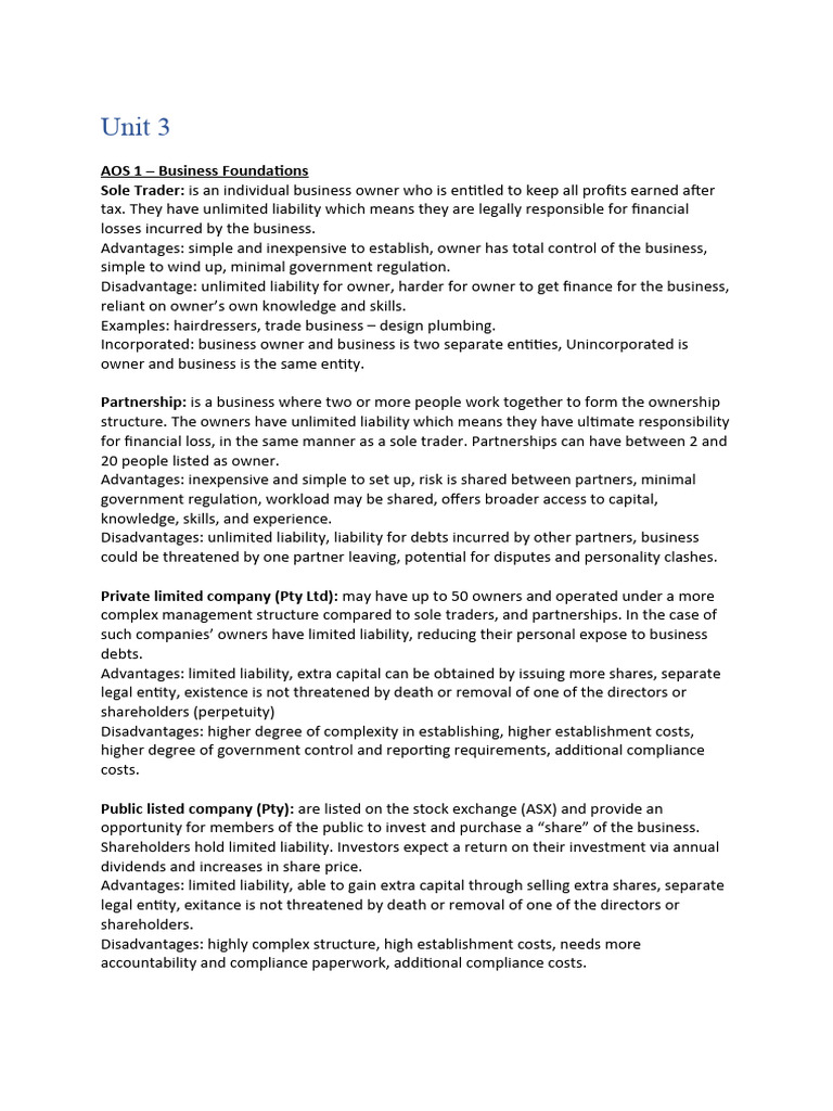 Unit 3 AOS 1 | Download Free PDF | Ownership | Business