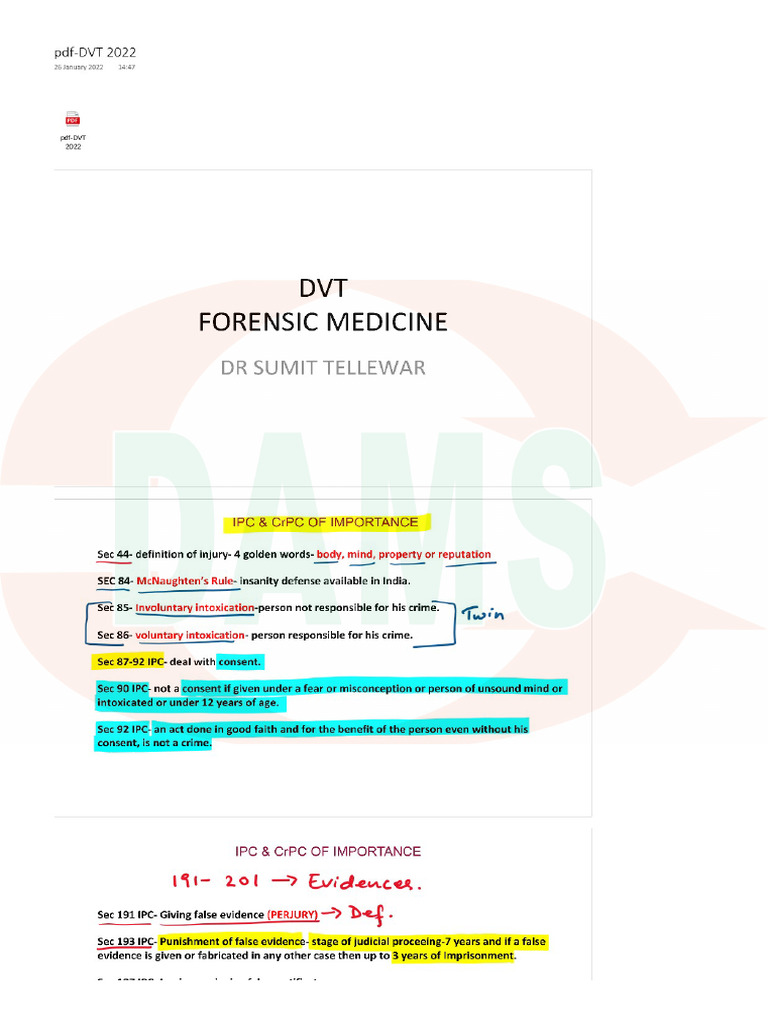 26 Jan - FMT (DR Sumit) DAMS DVT 2022 | PDF