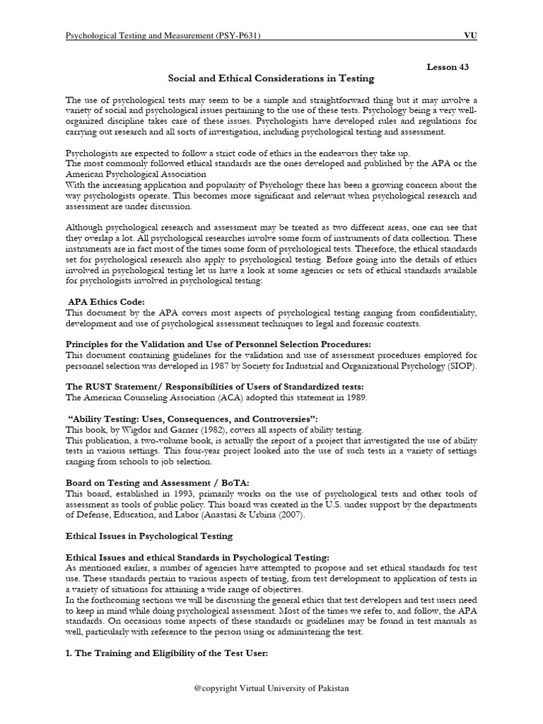 Lesson 43 | Download Free PDF | Psychology | American Psychological ...