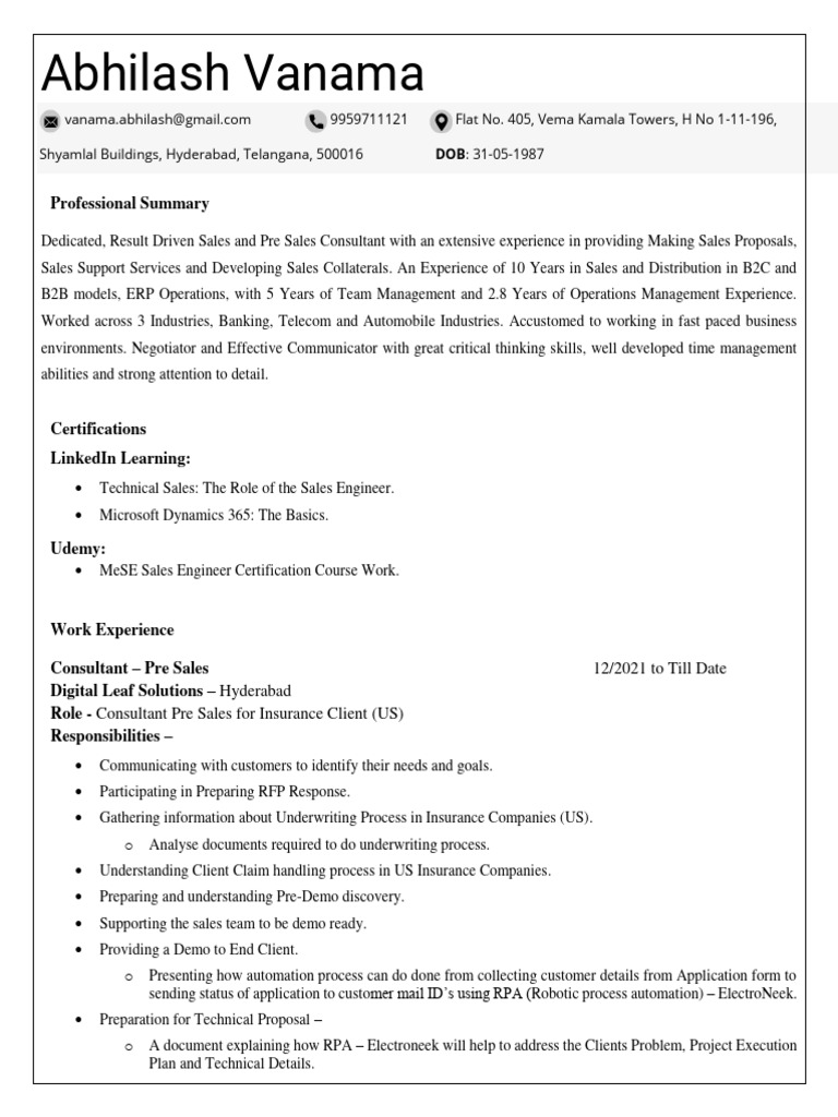 Abhilash Vanama - Resume. | PDF | Business | Business Economics