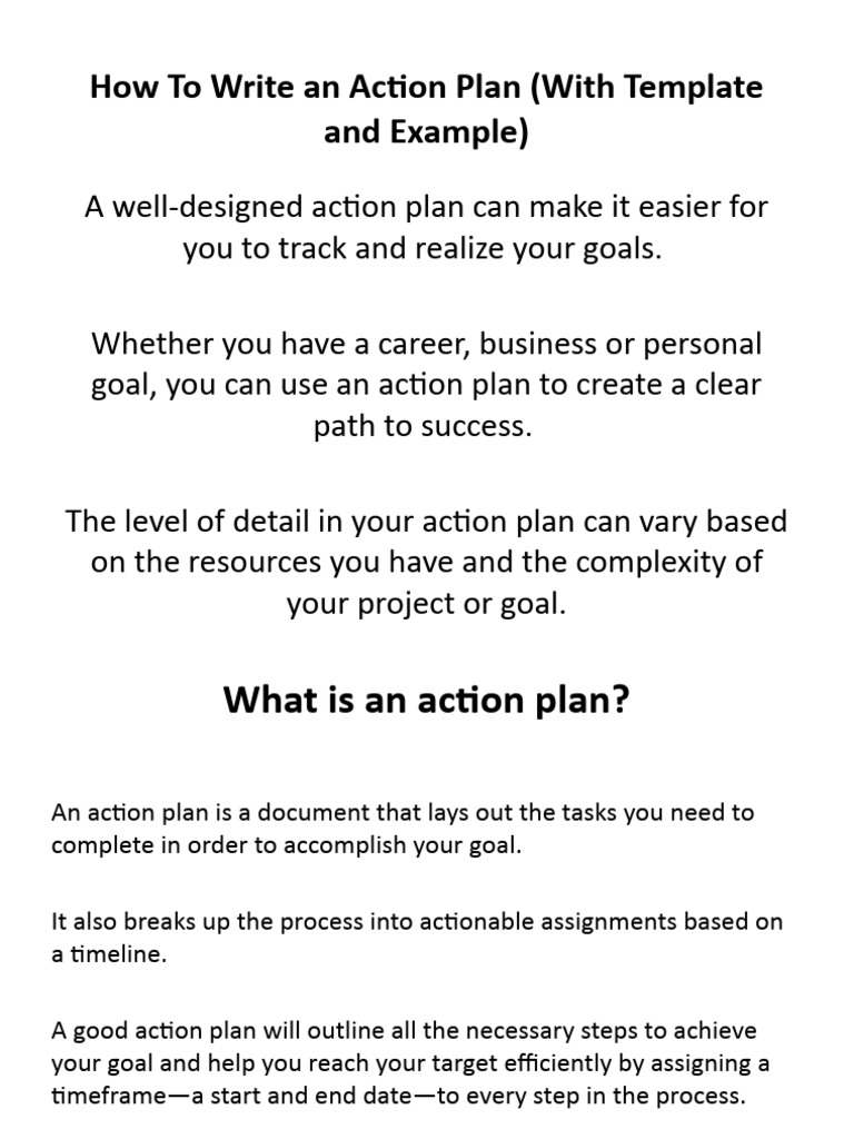 Writing an Effective Action Plan | PDF | Goal | Business