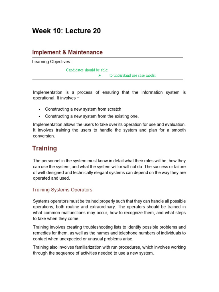 Week10 Lecture20 ImplementationMaintenance | PDF | Troubleshooting ...