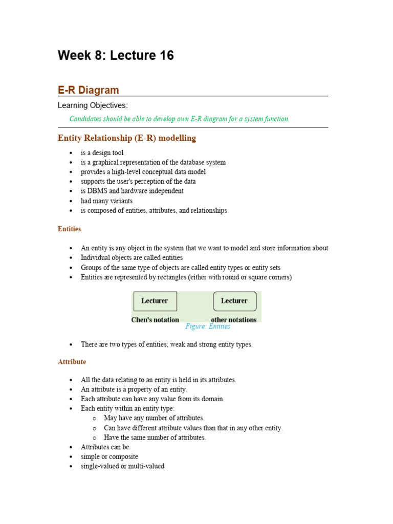 week8-lecture16-E-R Diagram | PDF | Data | Information Technology
