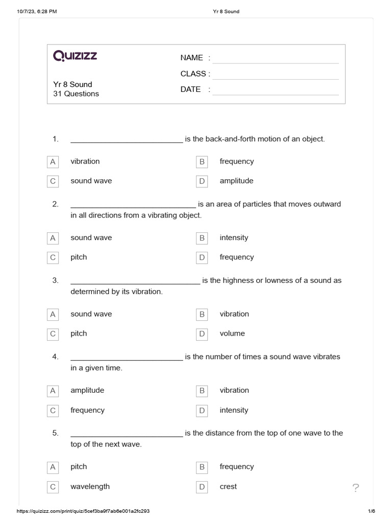 Yr 8 Sound | PDF | Sound | Waves