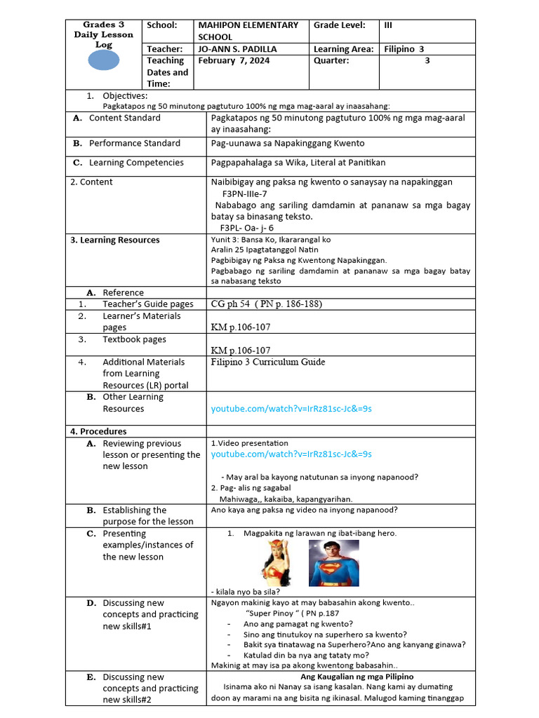 Filipino Week2 Day3 | PDF