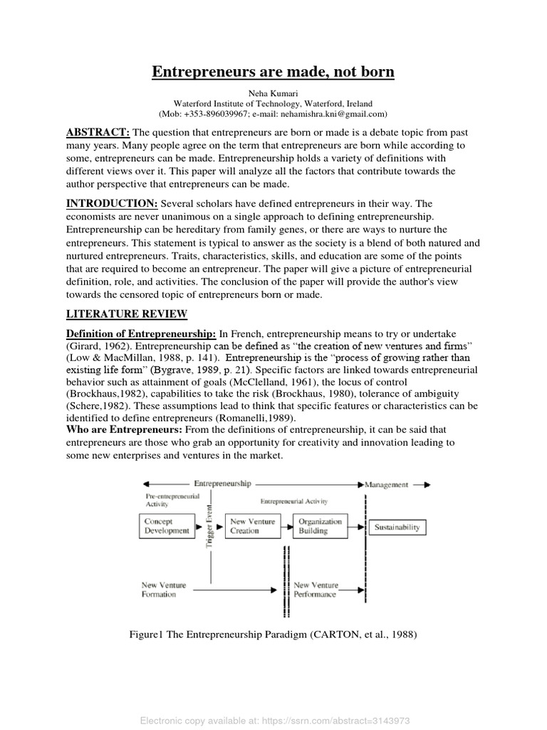 Kumari-2018-SSRN Electronic Journal | PDF | Entrepreneurship | Motivation
