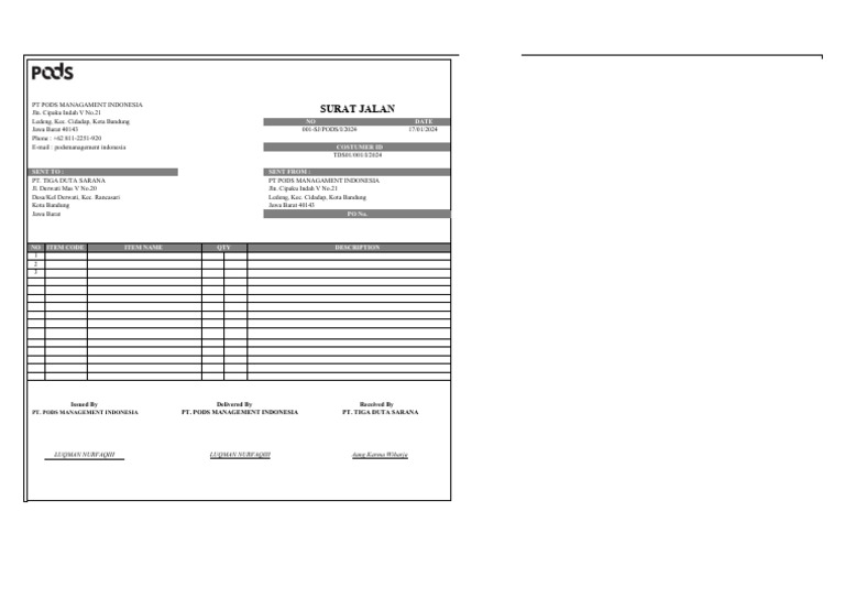 Surat Jalan PODS | PDF