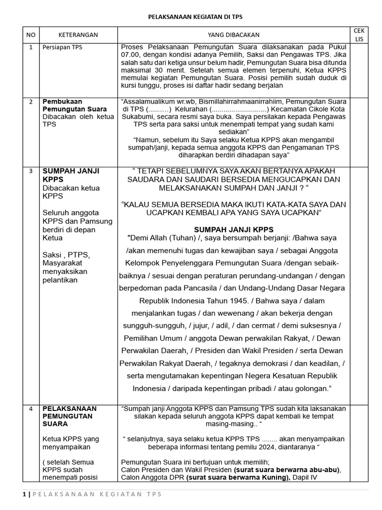 Pelaksanaan Kegiatan Di TPS V3 | PDF