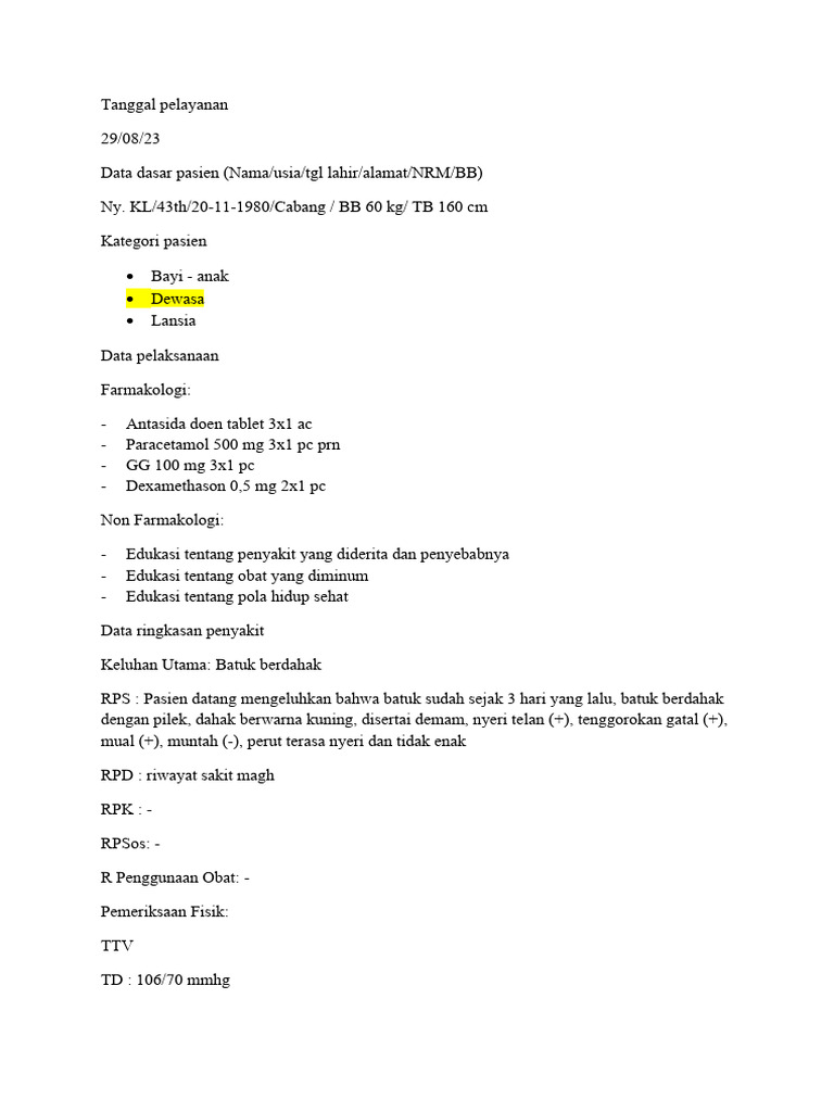 Diagnosis ISPA dan Dyspepsia Pasien | PDF
