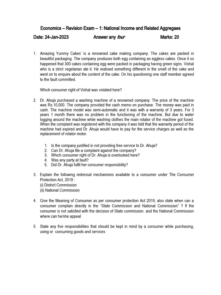 BST Exam - Consumer Protection | PDF