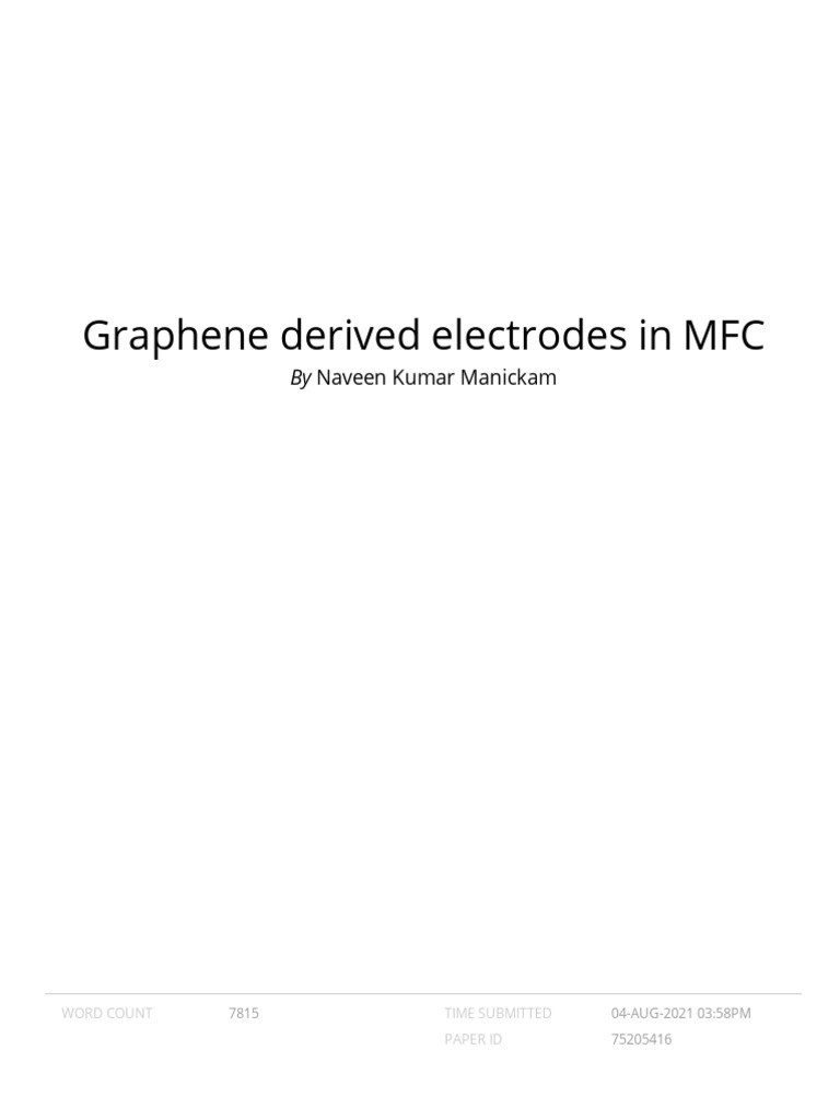 Graphene Derived Electrodes in MFC | PDF | Energy Development | Physical Sciences