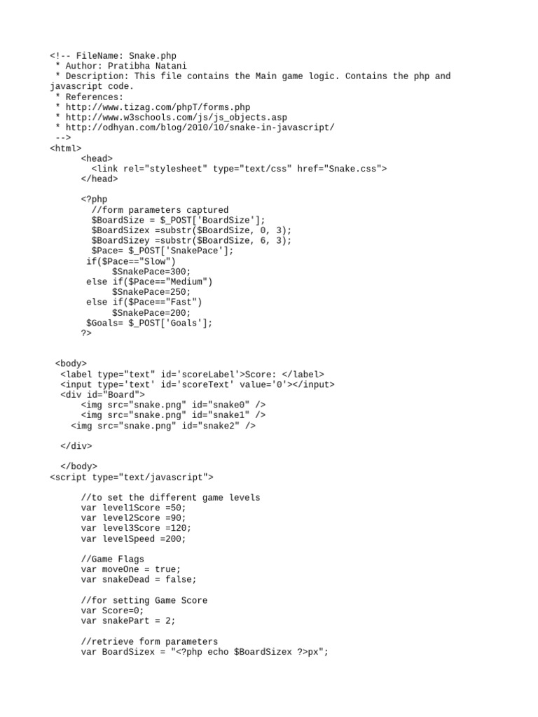Snake PHP | PDF