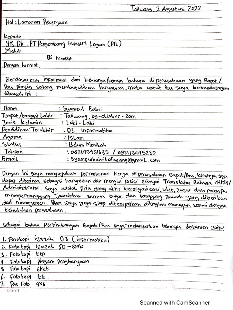 Surat Lamaran Kerja | PDF