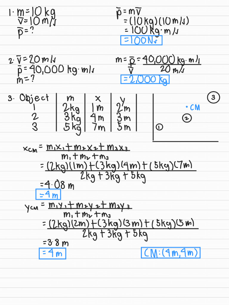 Momentum Center of Mass and Impulse Prob Set | PDF