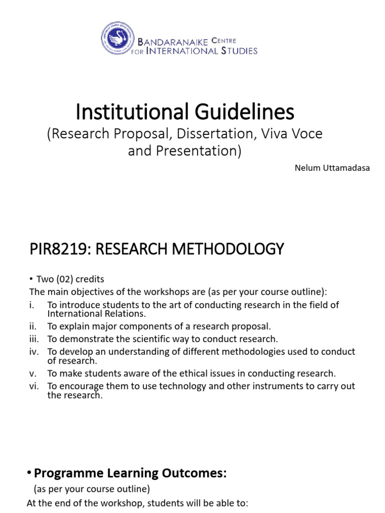 Institutional Guidelines (Research Proposal, Dissertation) Edited | PDF ...