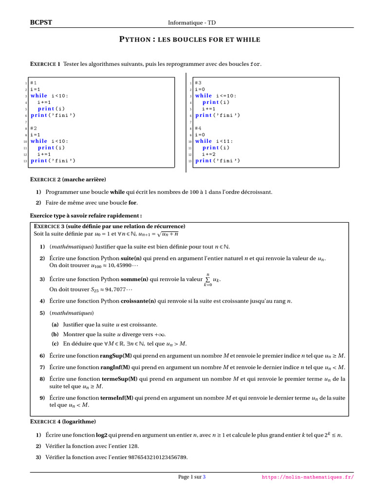 Python Les Boucles For Et While | Download Free PDF | Programmation ...