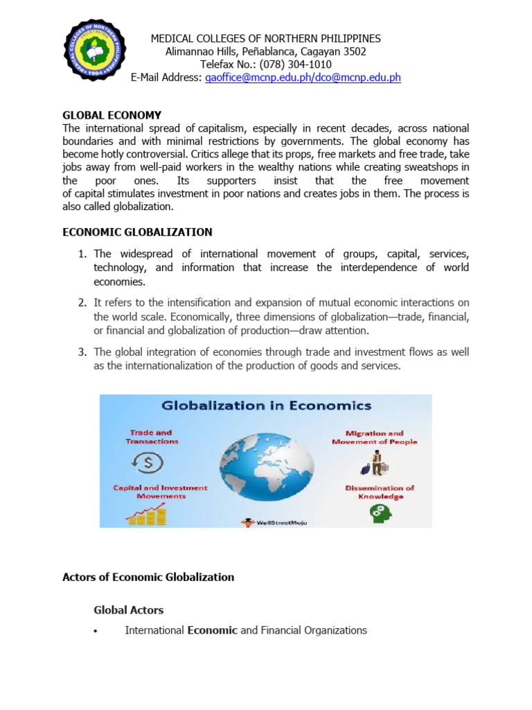 Global Economy and Economic Globalization | PDF | Politics