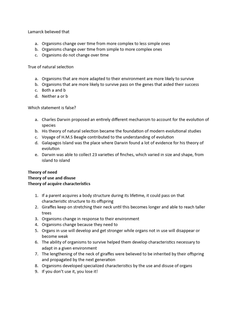 Science Lamarck and Darwin | PDF | Natural Selection | Evolution