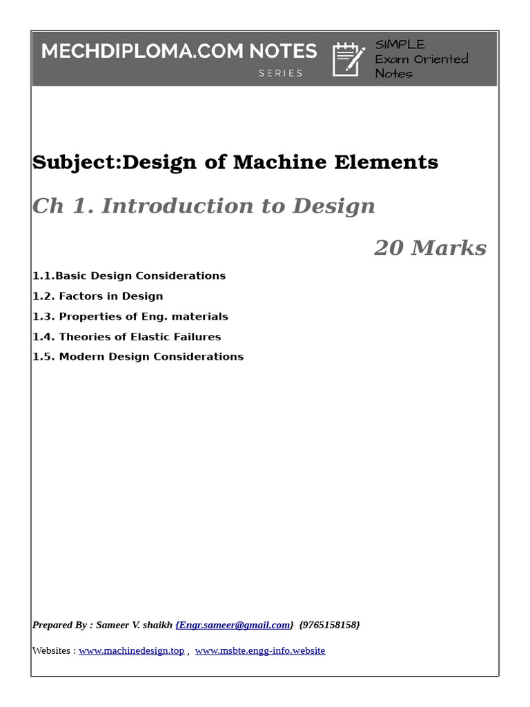 CH 1. Theory On Introduction To Design Master | PDF | Deformation ...