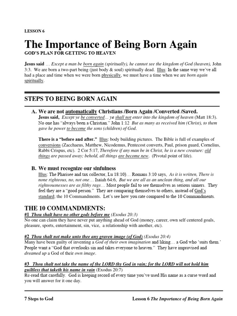 Lesson 11 and 12 Importance of Being Born Again Part 1 | PDF | Grace In ...