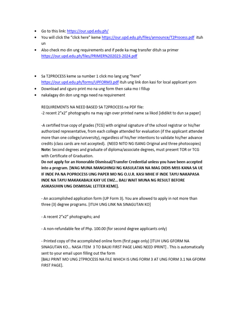 The Pangmalakasang Transfering Procedure para Maka Alis Na Kay UE Emz | PDF