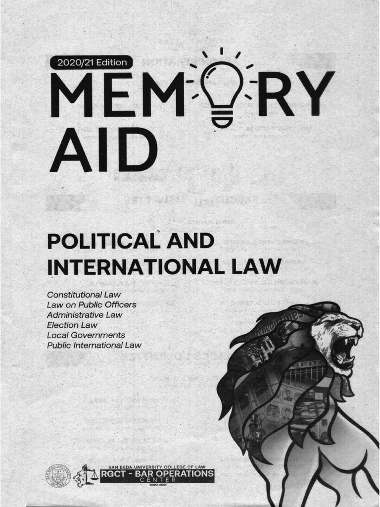 San Beda Memory Aid (2021) - 01. Political and International Law | PDF