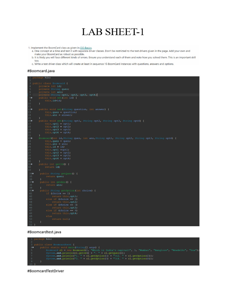 Lab Sheet 1 Oops | PDF | Java (Programming Language) | Data Type
