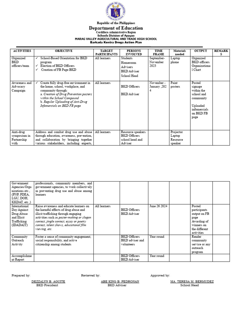 Action Plan BKD | PDF