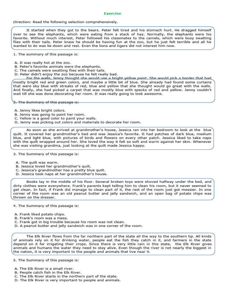 Summarizing Exercise | PDF