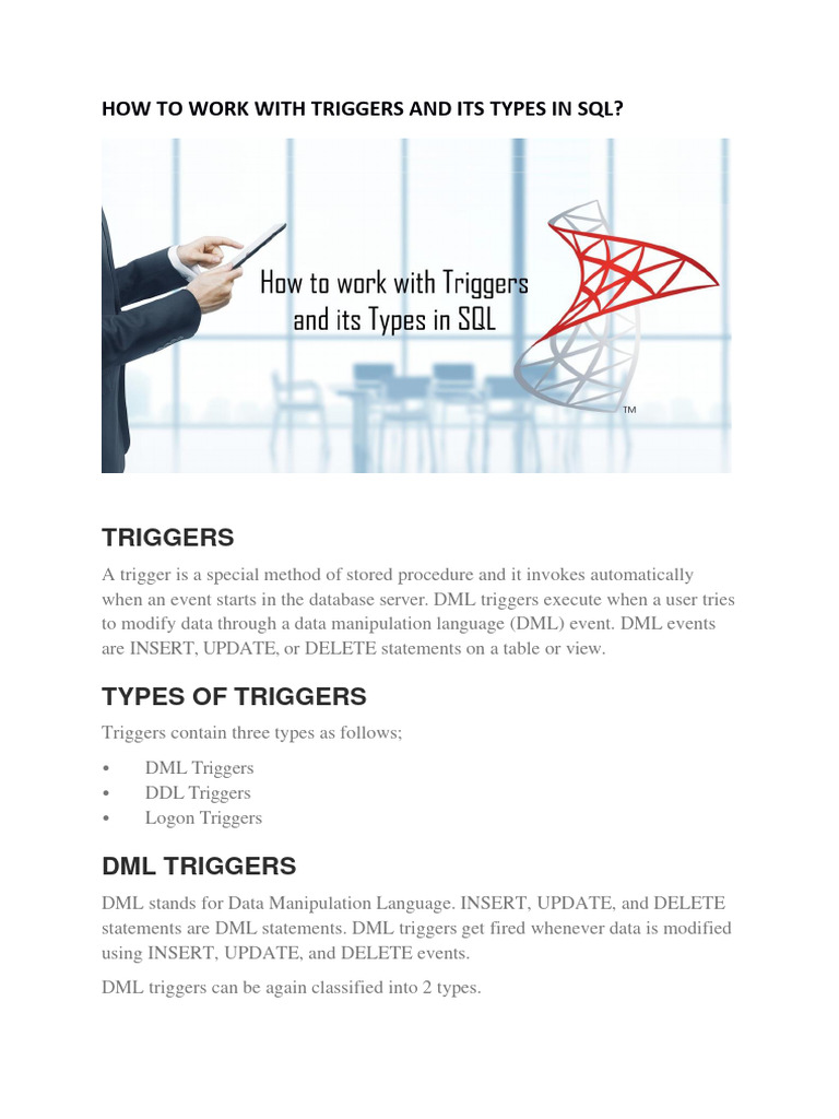 Triggers and Its Type | Download Free PDF | Table (Database) | Cybernetics Triggers and Its Type | Download Free PDF | Table (Database) | Cybernetics