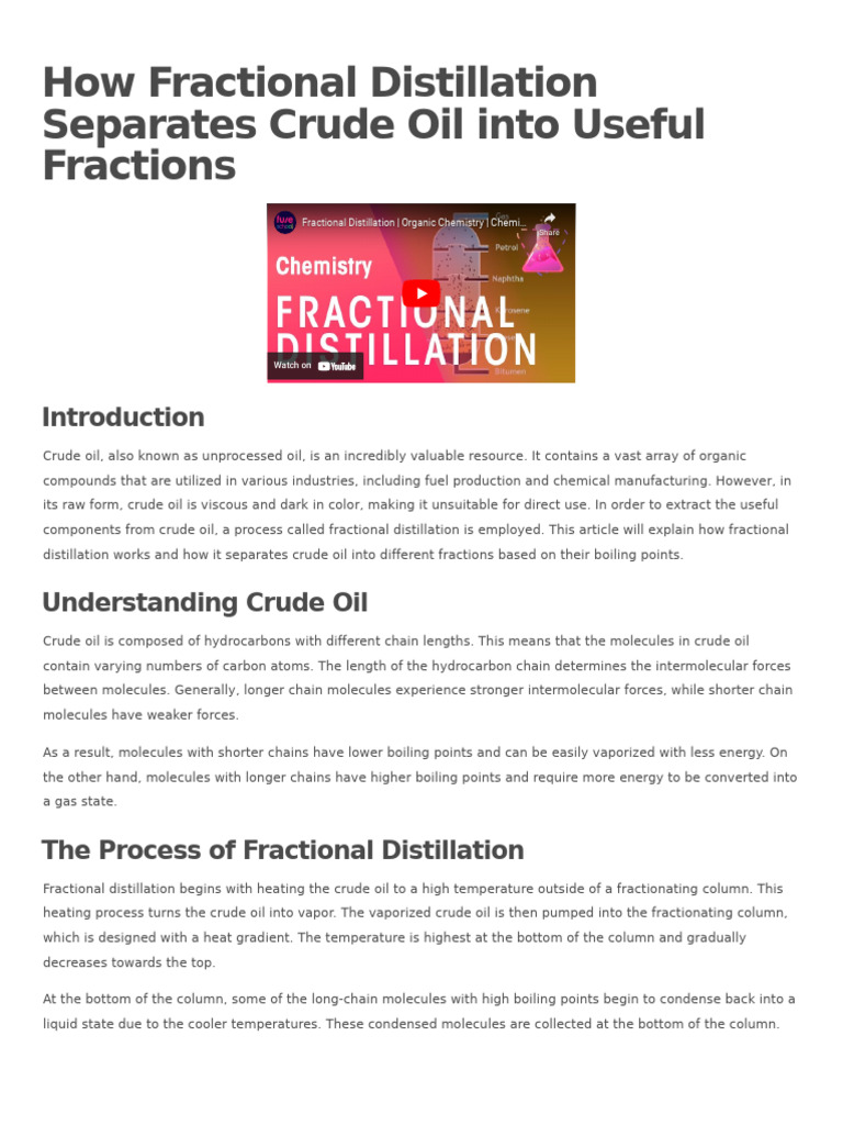 How Fractional Distillation Separates Crude Oil in - 240110 - 164232 ...