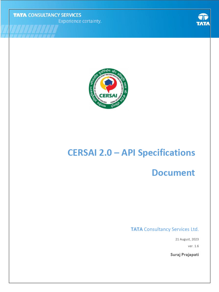 CERSAI2.0 - API Specifications Document - v1 - 6 | Download Free PDF | Computing | Information ...