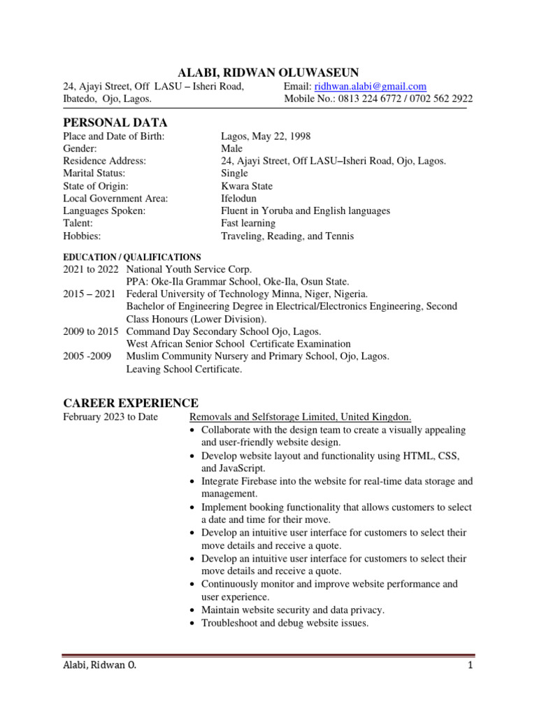 Ridwan Updated CV | PDF | Web Design | Cyberspace