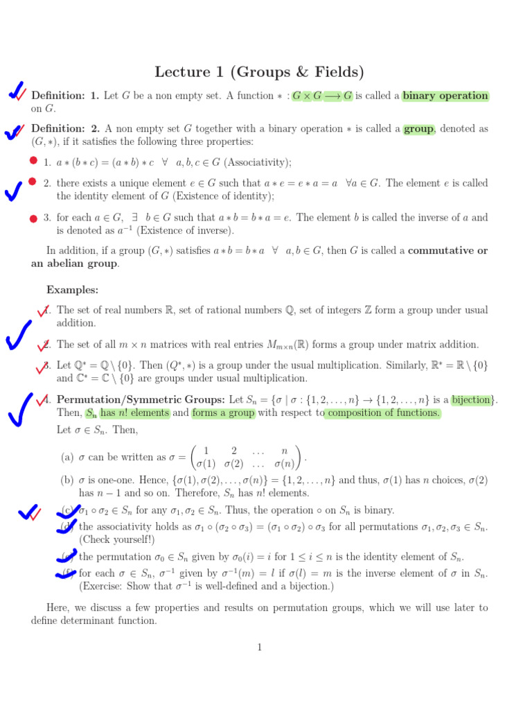 LAL Lecture Notes | PDF | Matrix (Mathematics) | Group (Mathematics)